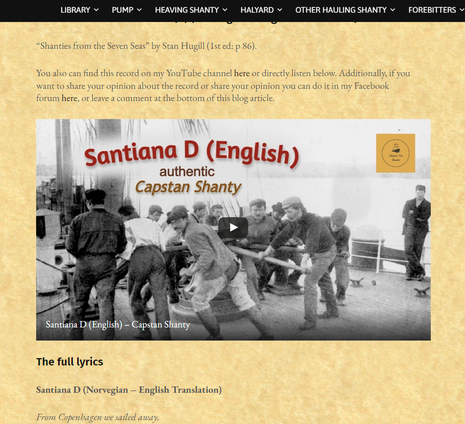 Santiana (D) (Norwegian - English Translation) - Traditional Sea Shanties