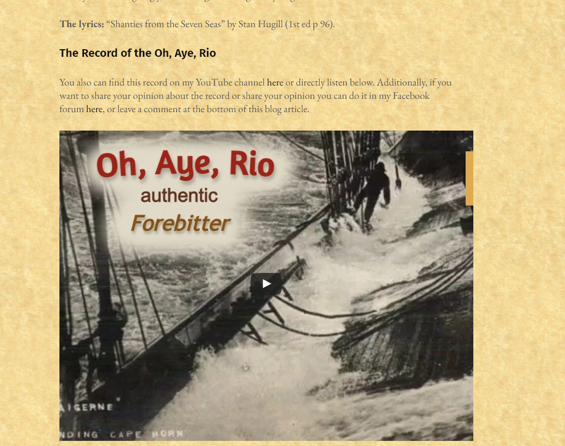 Oh, Aye, Rio - Traditional Sea Shanties