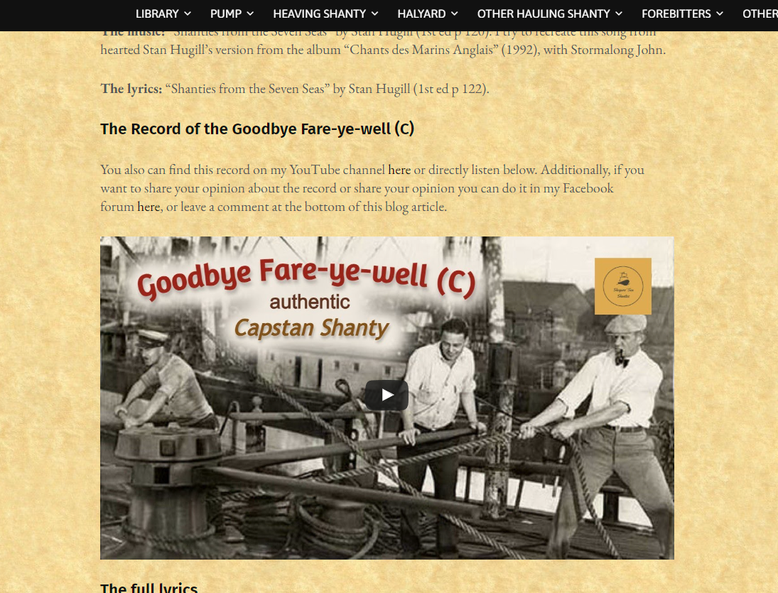 Goodbye Fare-ye-well (C) - Traditional Sea Shanties