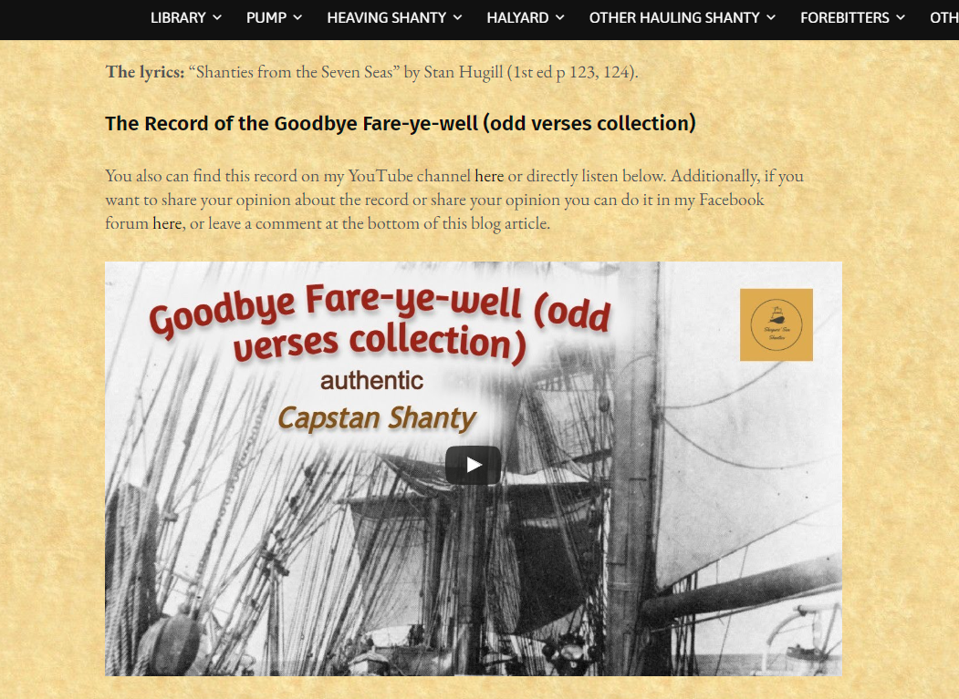 Goodbye Fare-ye-well (odd verses collection) - Traditional Sea Shanties