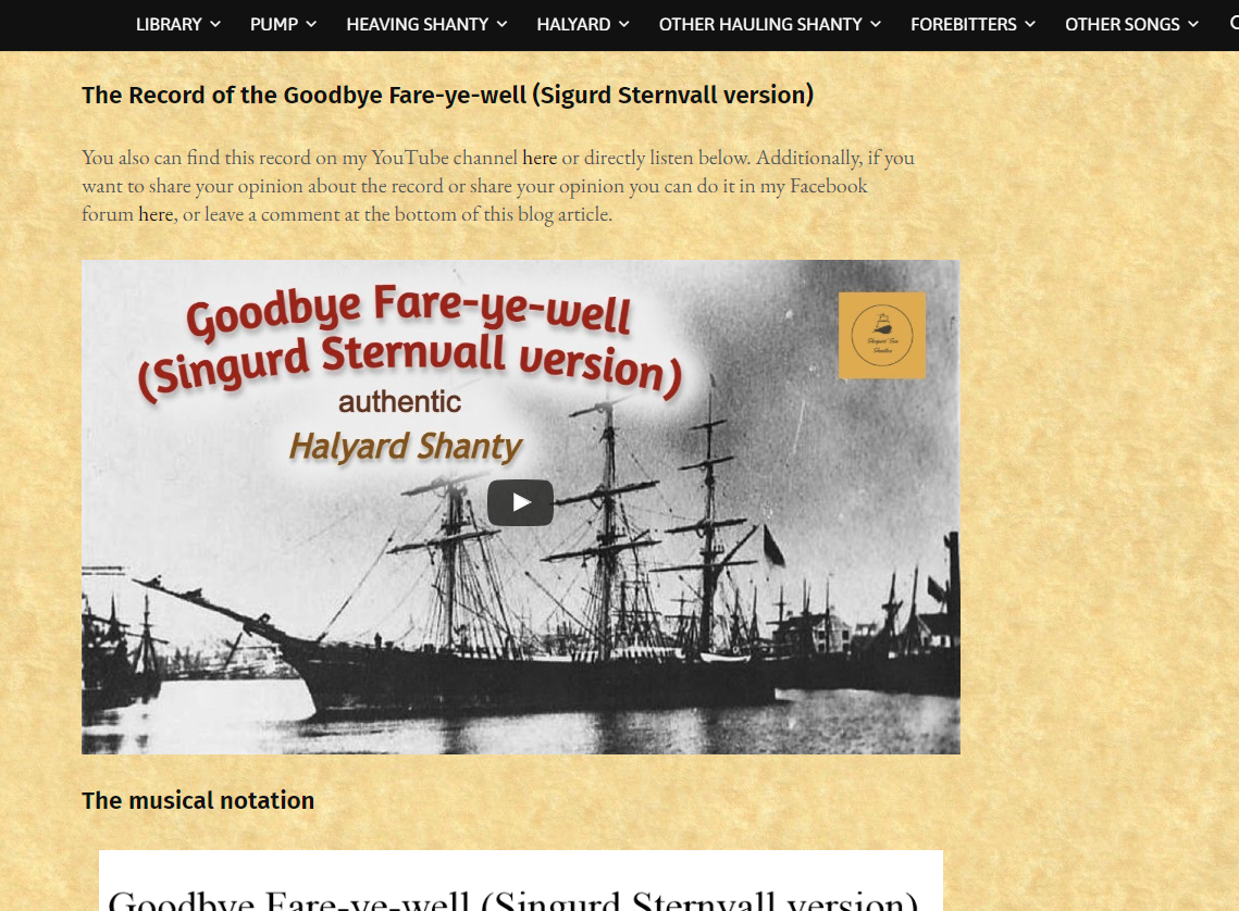Goodbye Fare-ye-well (Singurd Sternvall version) - Traditional Sea Shanties