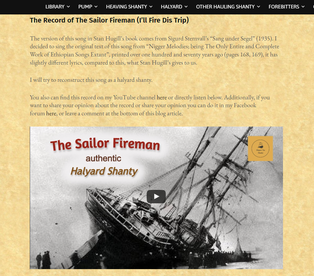 The Sailor Fireman (I'll Fire Dis Trip) - Traditional Sea Shanties