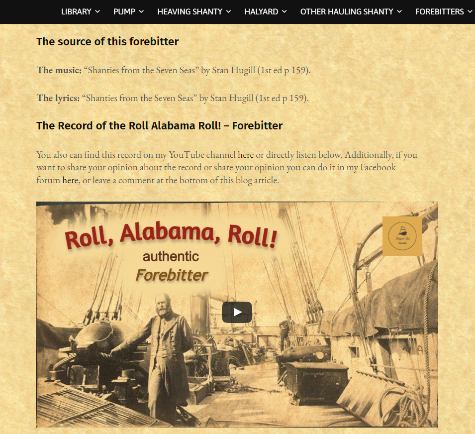 Roll Alabama Roll! - Forebitter - Traditional Sea Shanties