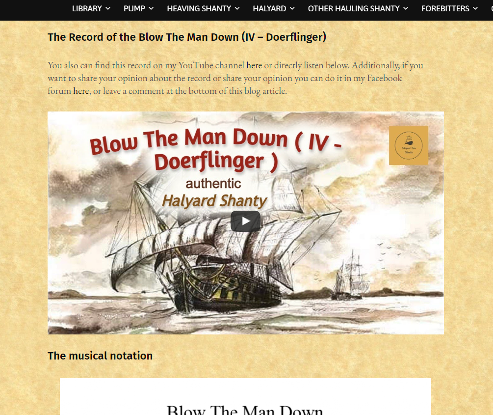 Blow The Man Down (IV - Doerflinger) - Traditional Sea Shanties